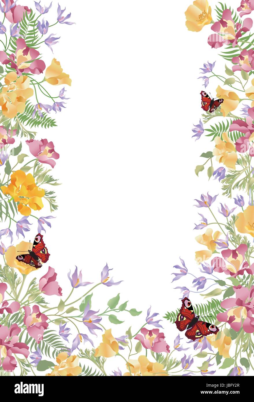 Floral background. Decorative summer flower frame. Tropical bouquet ...