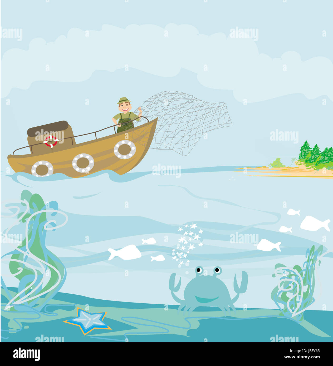 Fisherman cartoon clipart hi-res stock photography and images - Alamy