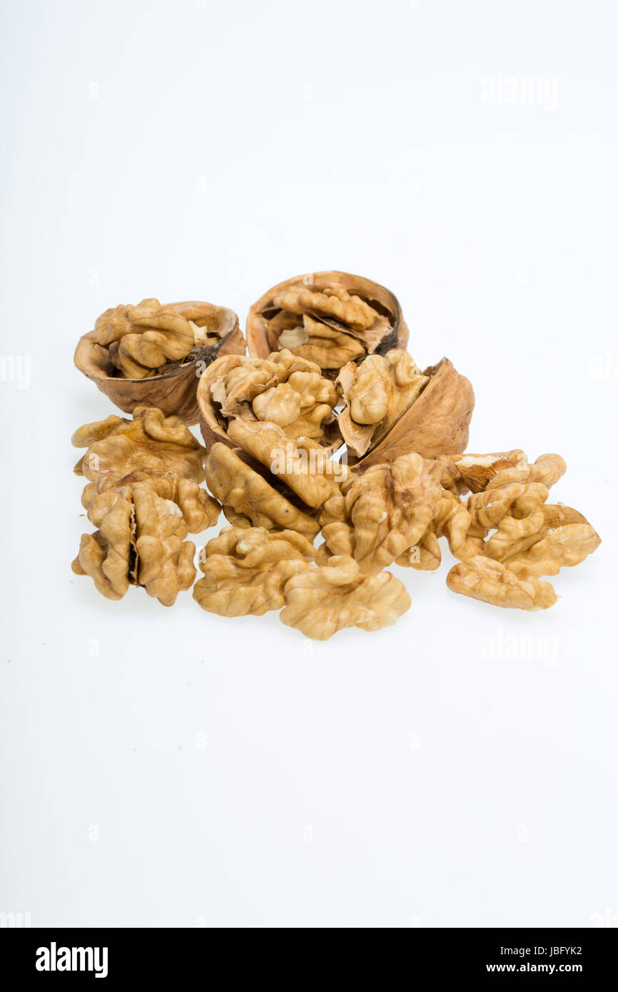 cracked walnut isolated on the white background Stock Photo - Alamy