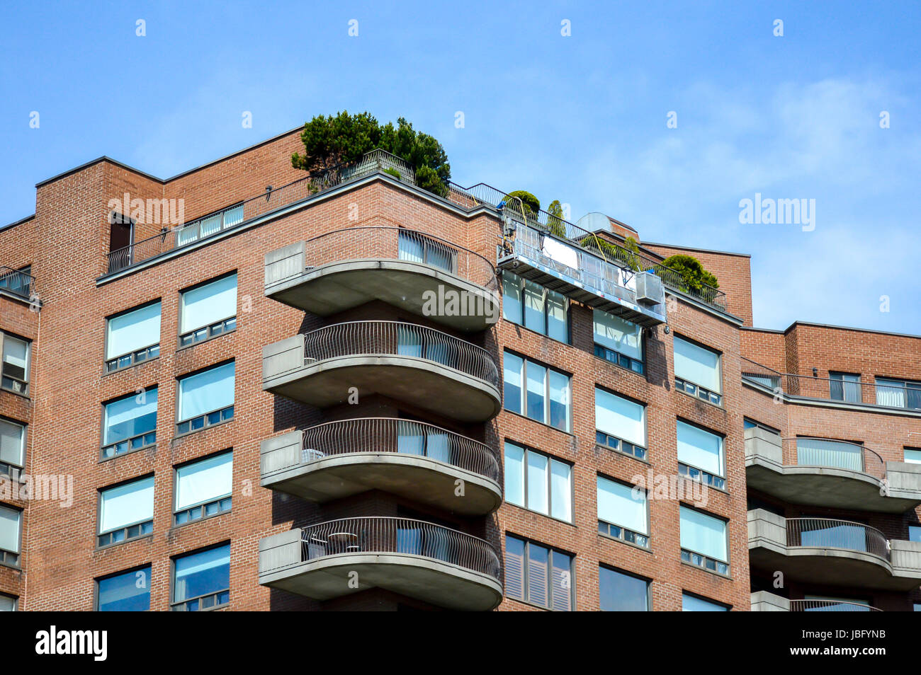 Residential building with balconies in Montreal downtown Canada Stock ...