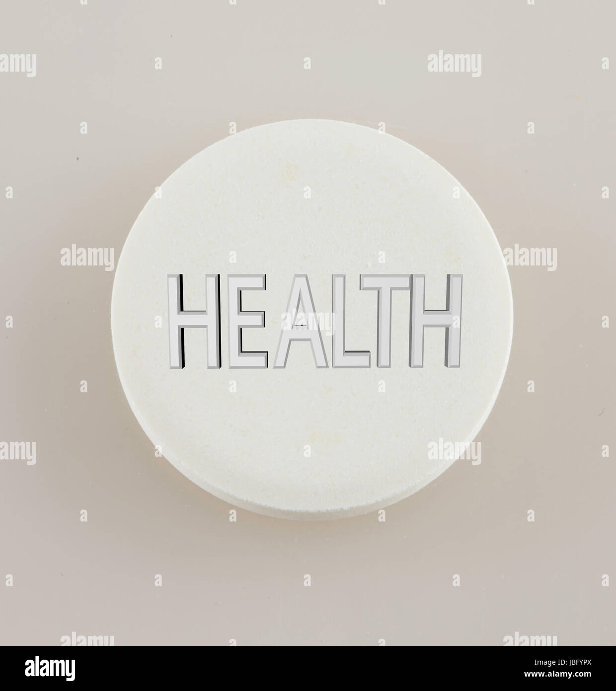 White pill with text "Health" on top, gray background Stock Photo - Alamy