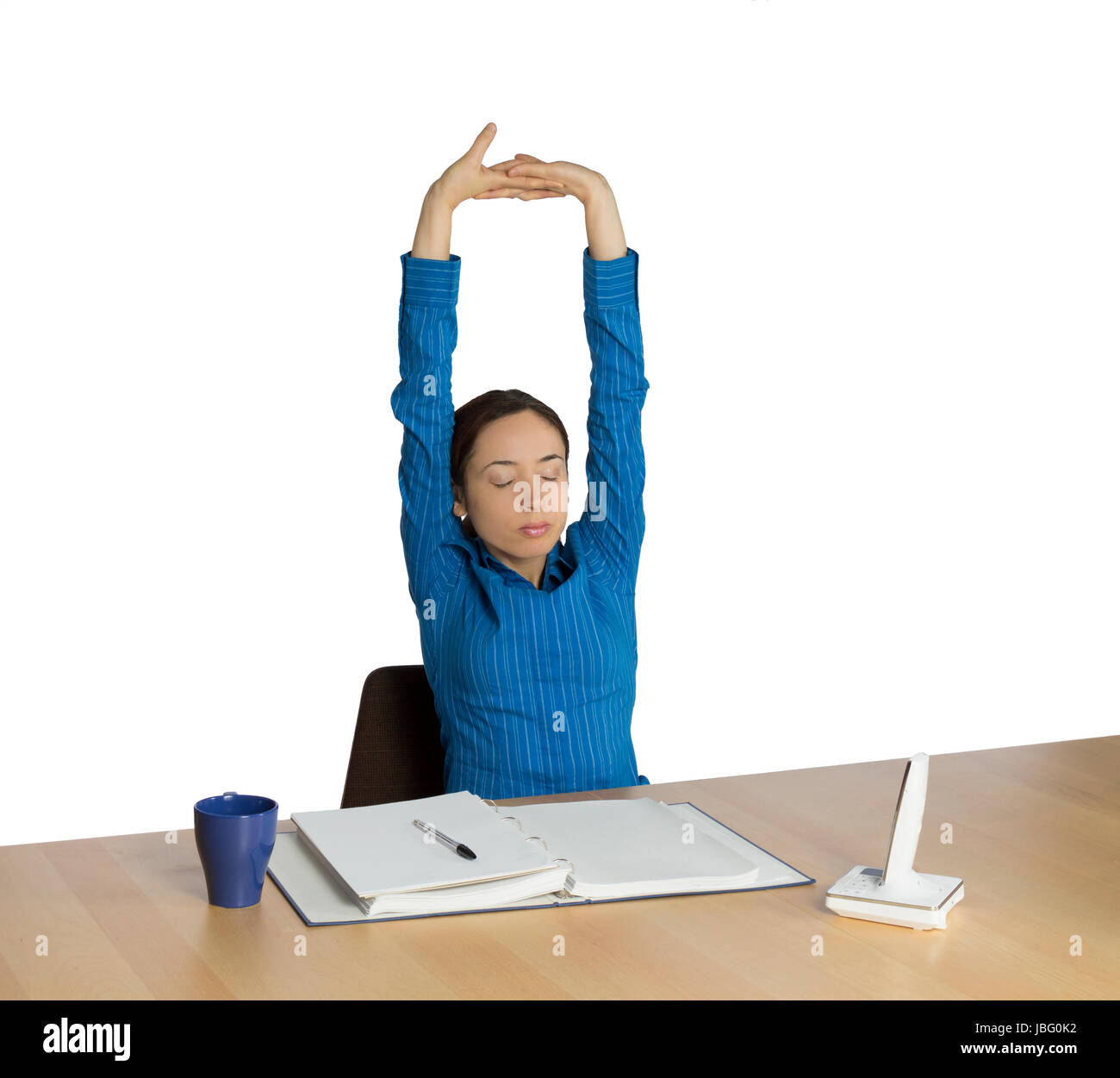 Business woman is stretching during work Stock Photo - Alamy