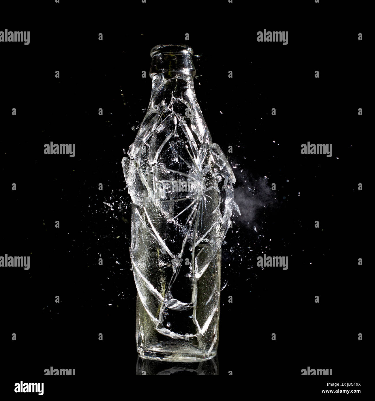 high speed photo of bottle explosion Stock Photo - Alamy