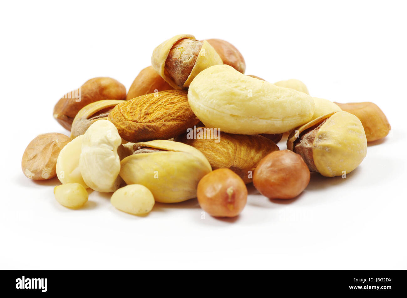 Assorted mixed nuts on white background Stock Photo - Alamy