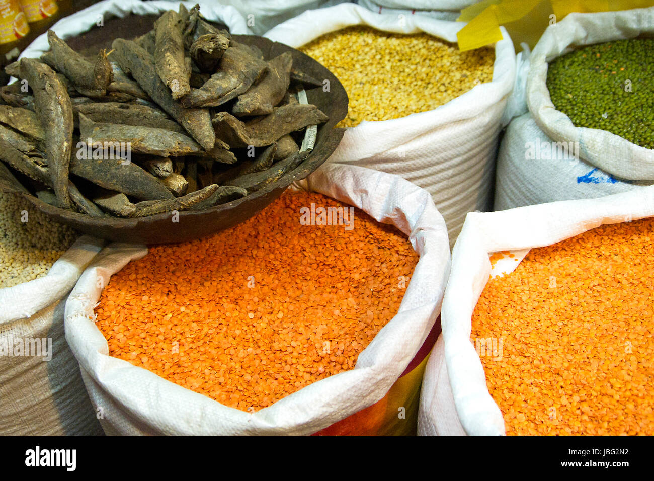 Different rice varieties at the market hall in Asia Stock Photo - Alamy