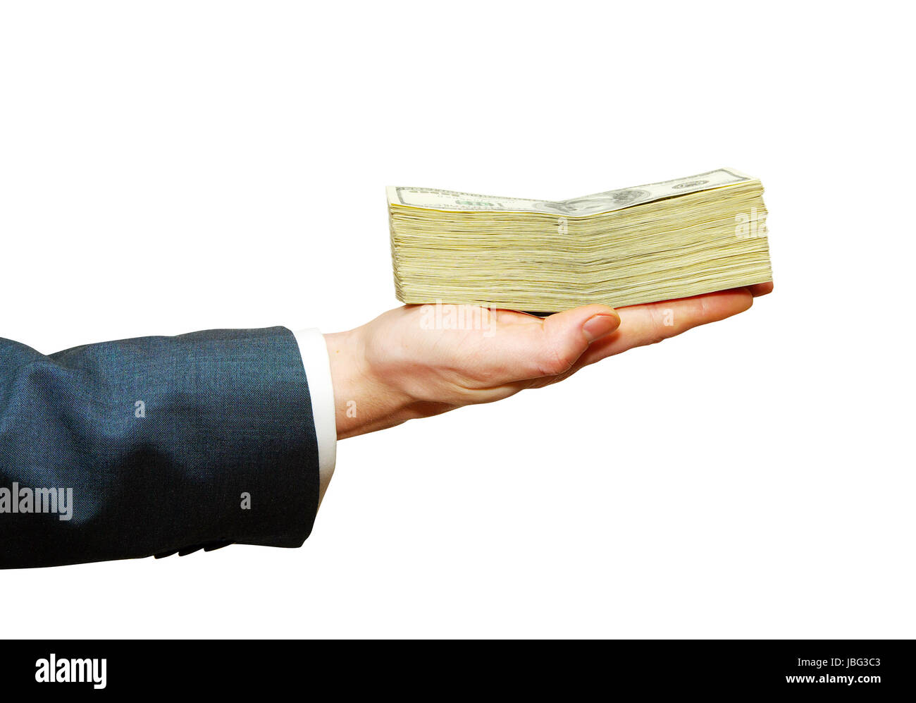Hand with money isolated on white background Stock Photo - Alamy