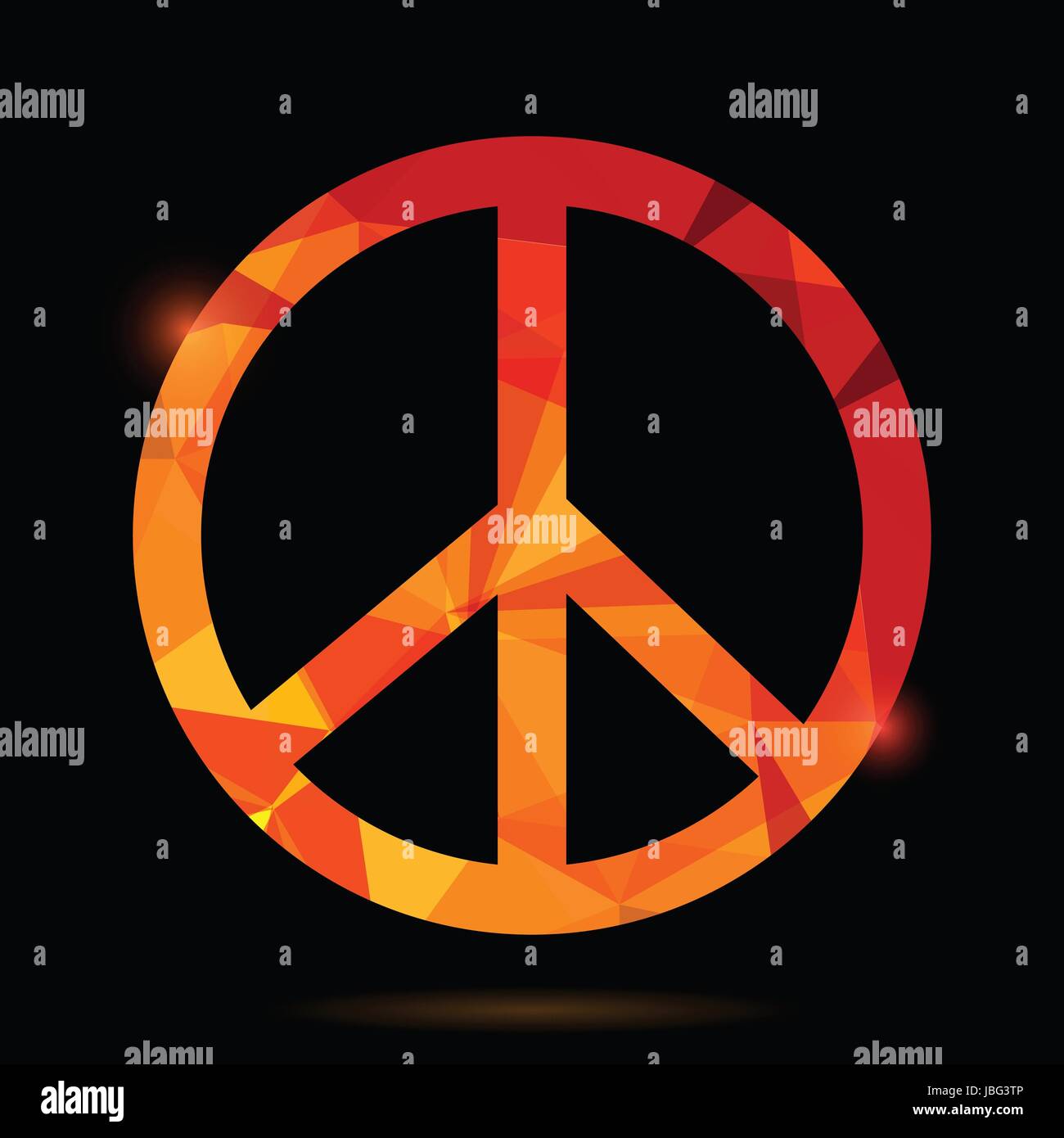 colorful illustration with pacifist symbol on a black background for ...