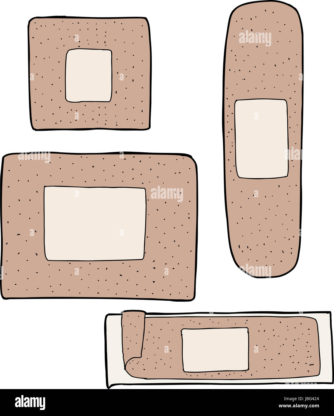 Set of various adhesive bandage drawings on white background Stock ...