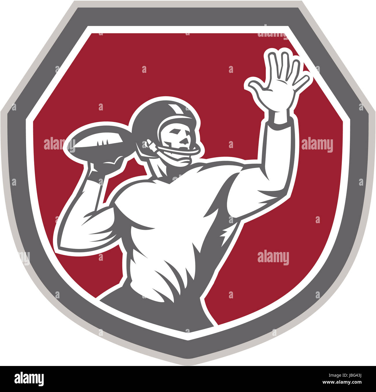 Illustration of an american football gridiron quarterback player throw ...