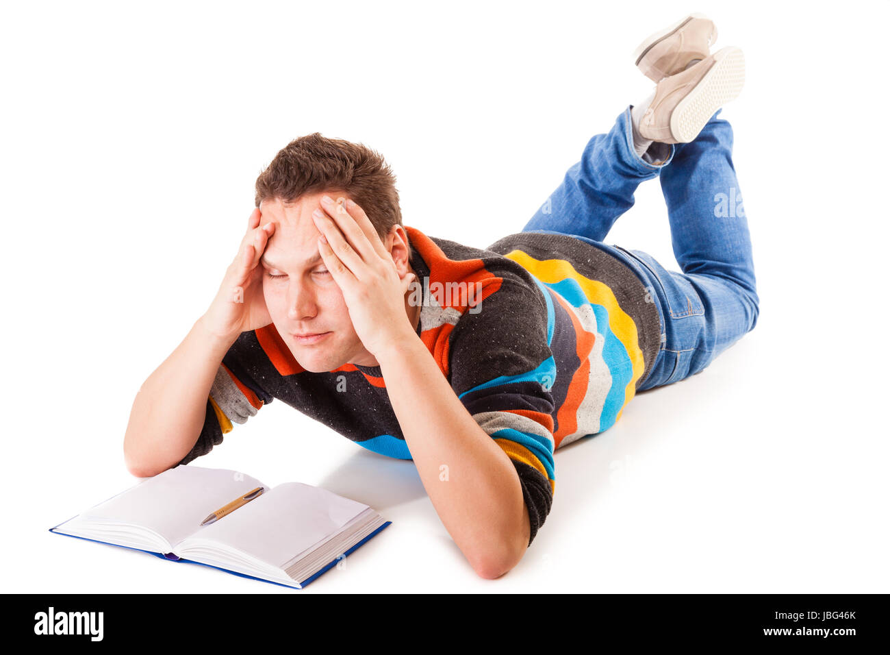 College student thinking hard Cut Out Stock Images & Pictures - Alamy