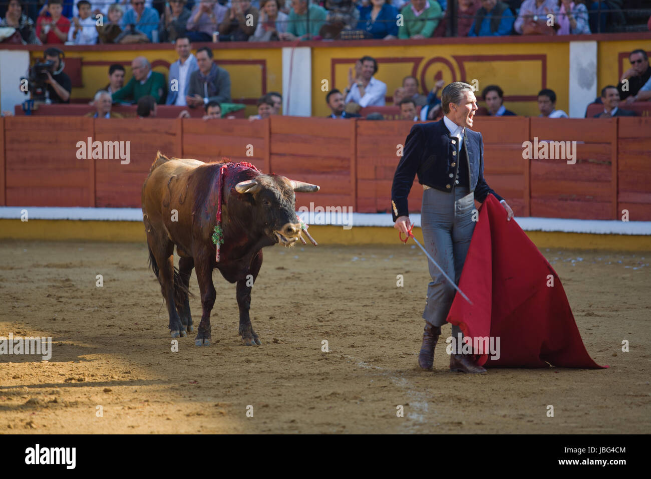 Spanish Torero Performing A Bullring High Resolution Stock Photography ...