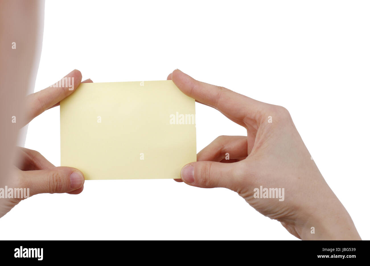 One post it in a woman hand Stock Photo - Alamy