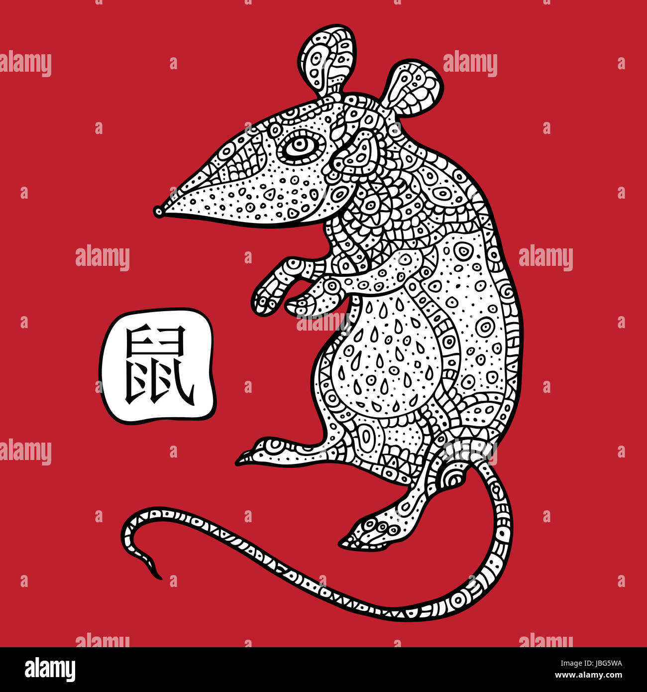 Chinese Zodiac. Chinese Animal astrological sign. Rat. Vector ...