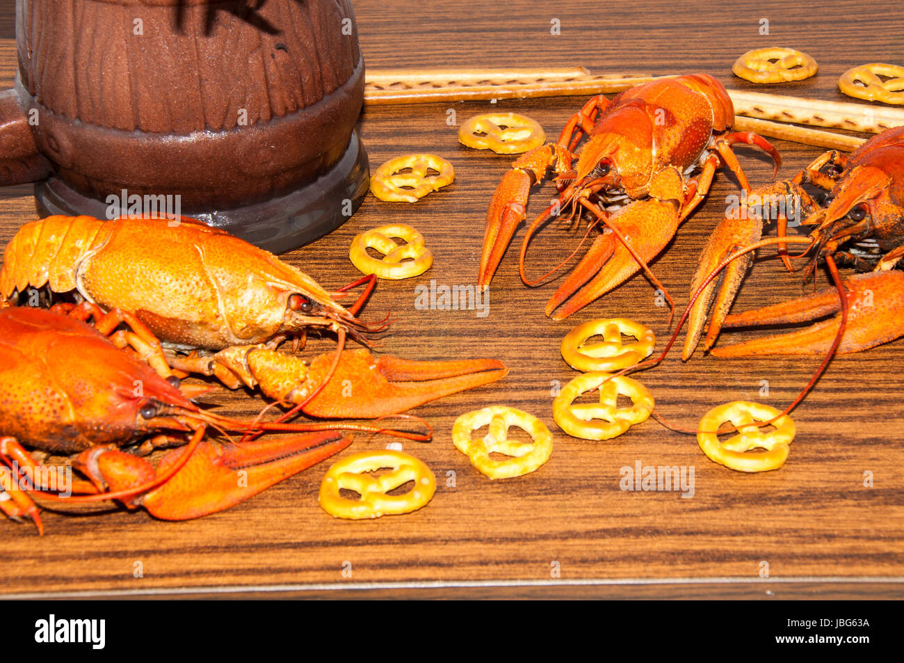 Boiled crayfish a good snack to beer Stock Photo - Alamy