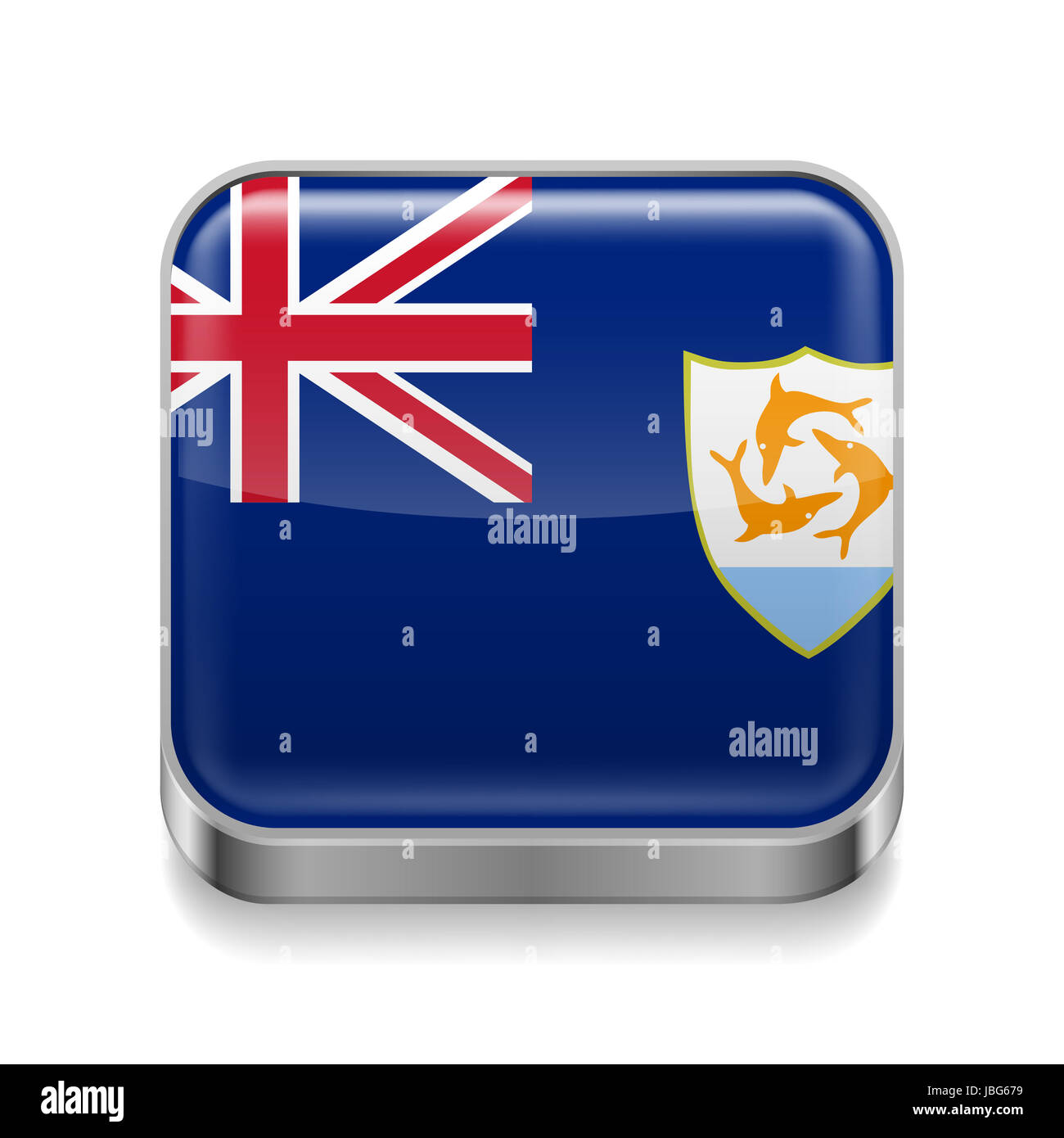 Metal square icon with flag colors of Anguilla Stock Photo - Alamy