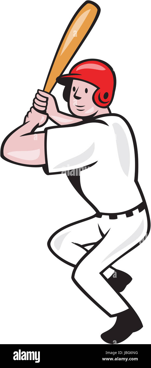 Illustration of an american baseball player batter hitter batting with ...