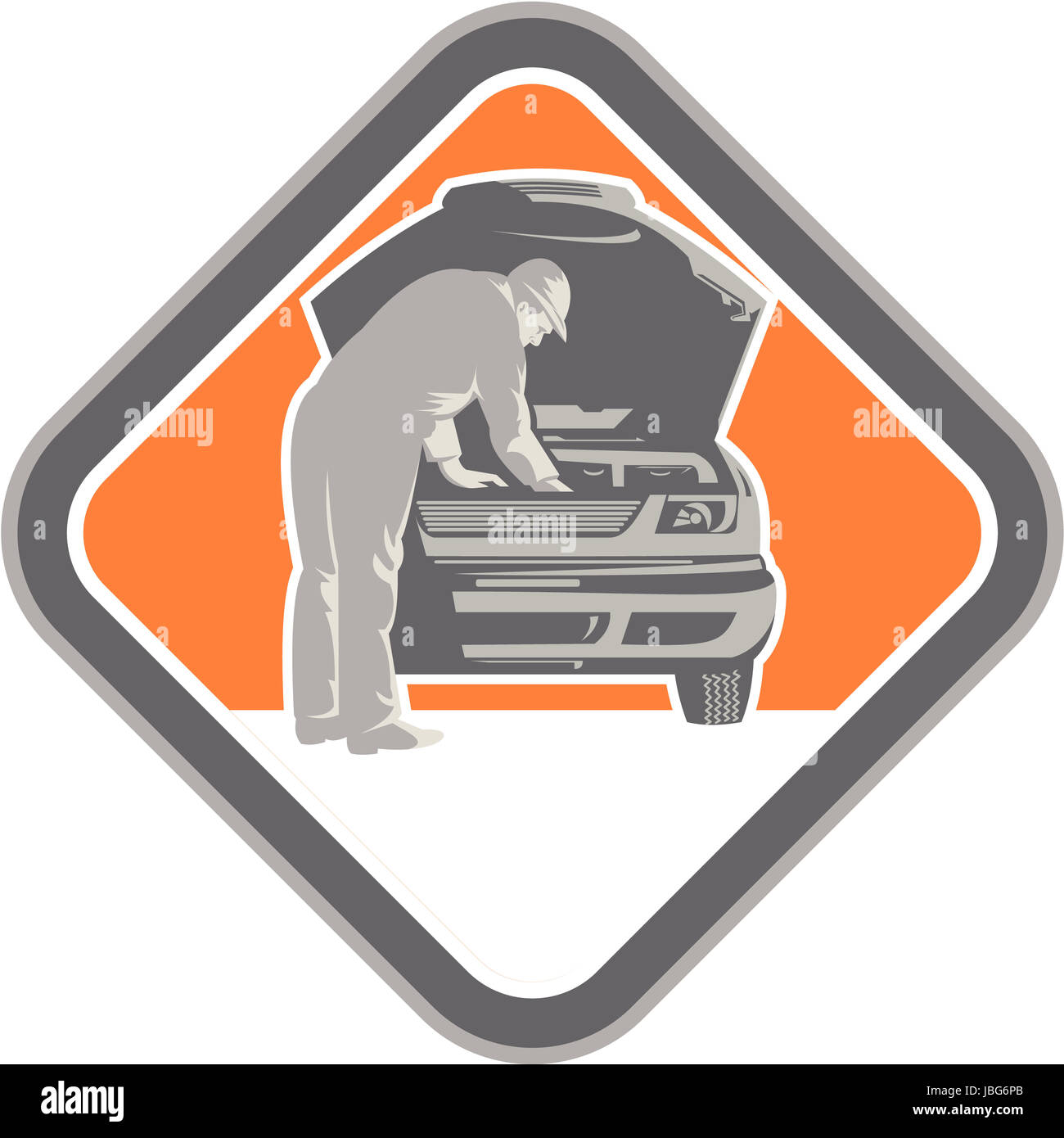 Illustration of an automotive mechanic repairing automobile car vehicle ...