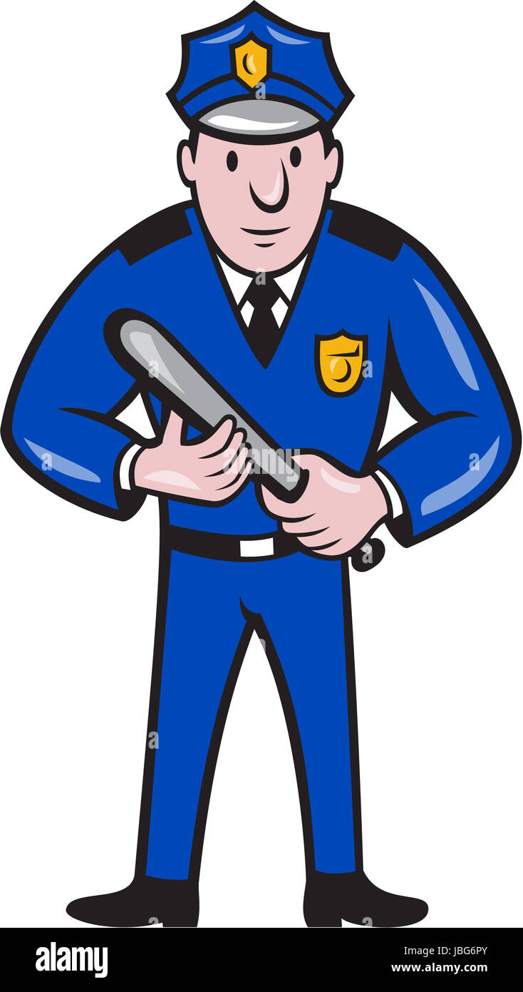 Illustration of a policeman police officer with night stick baton ...