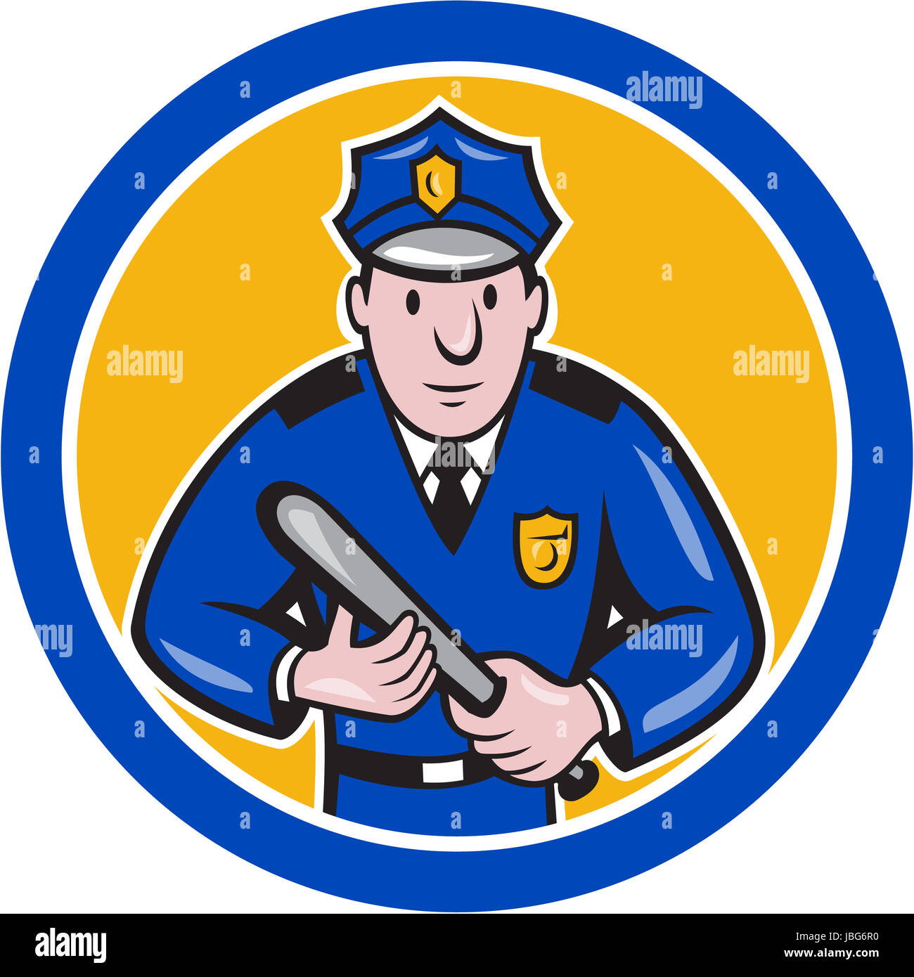 Illustration of a policeman police officer with night stick baton ...