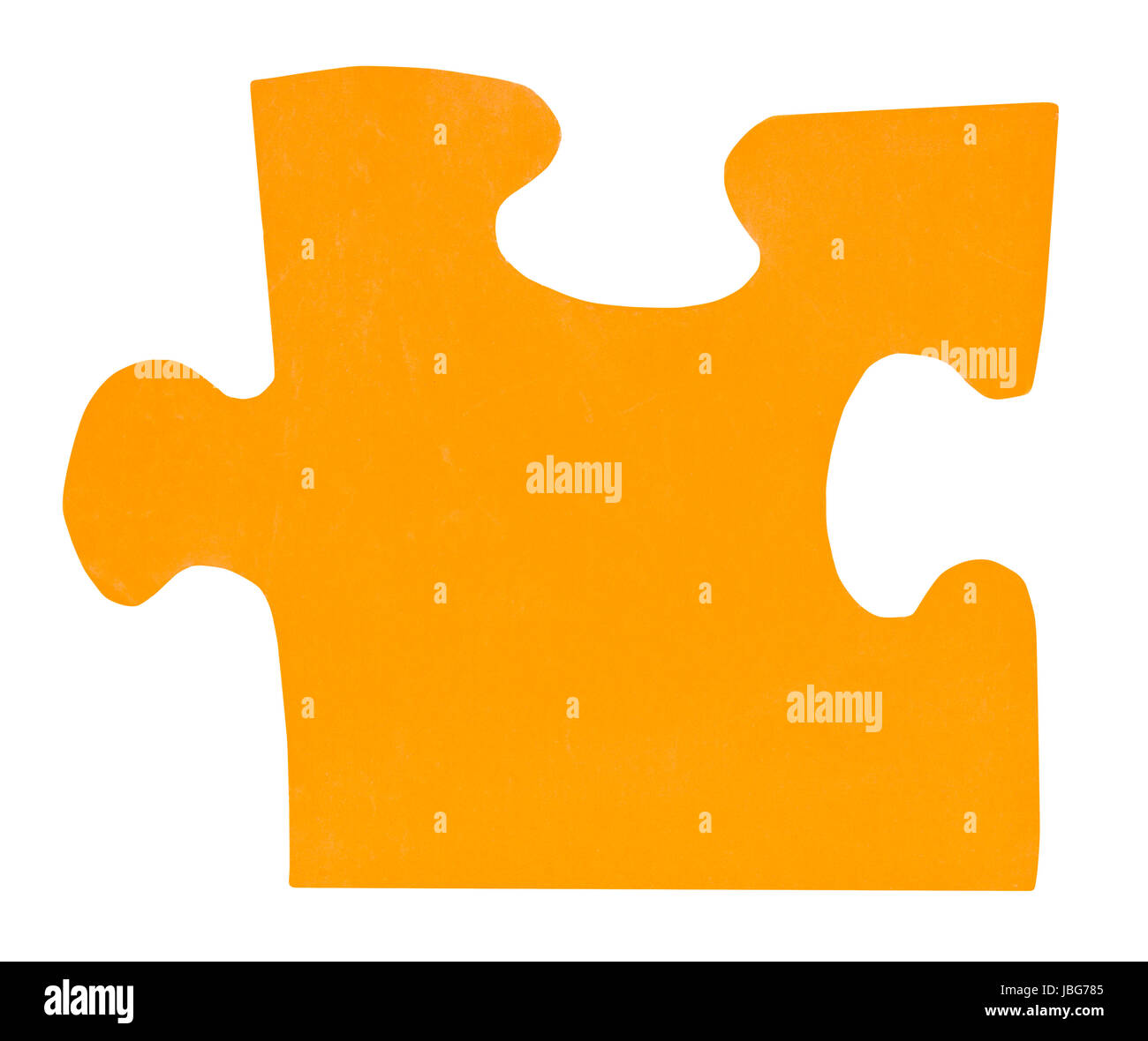 one orange paper piece of jigsaw puzzle isolated on white background ...