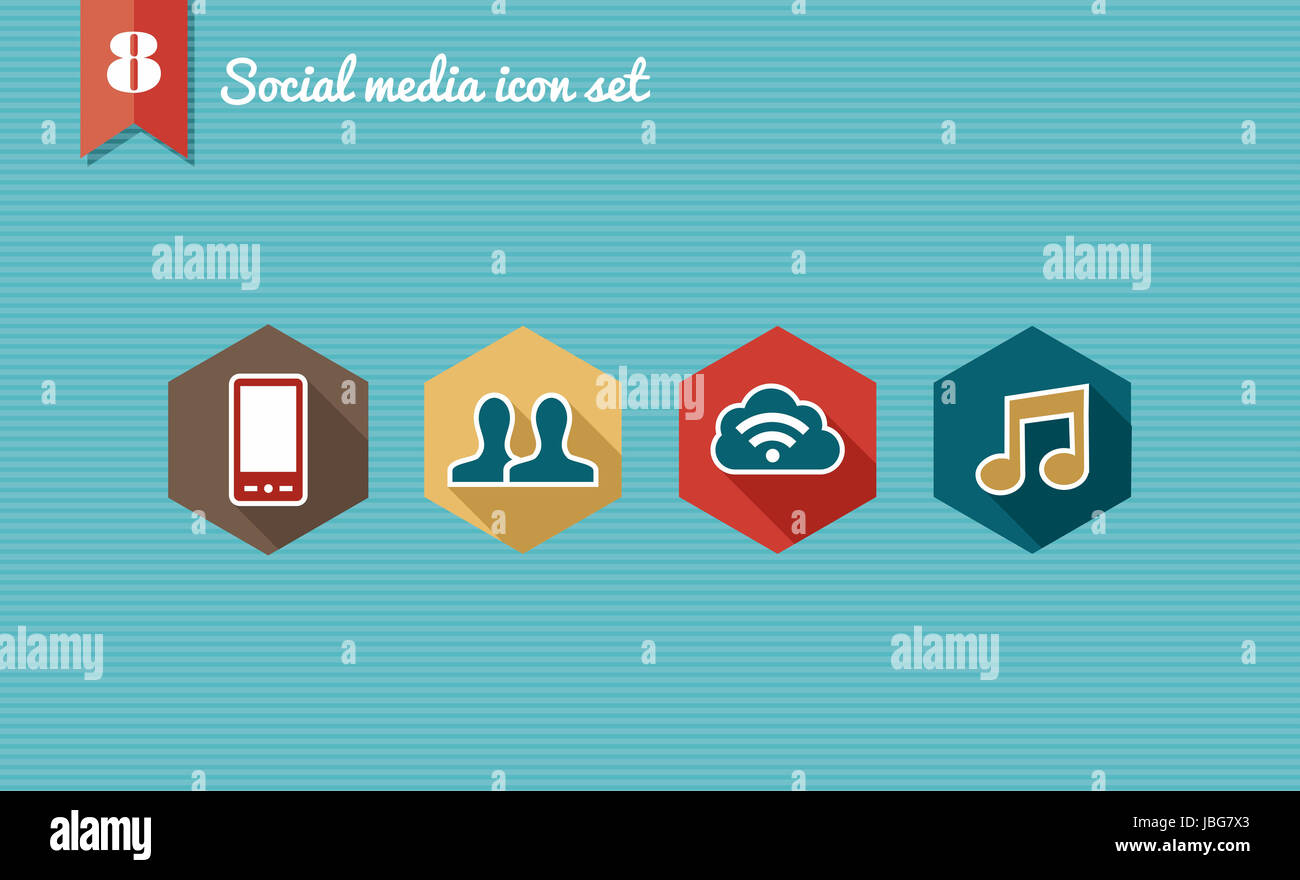 Social Media cloud computing flat icons set collection. Vector file ...