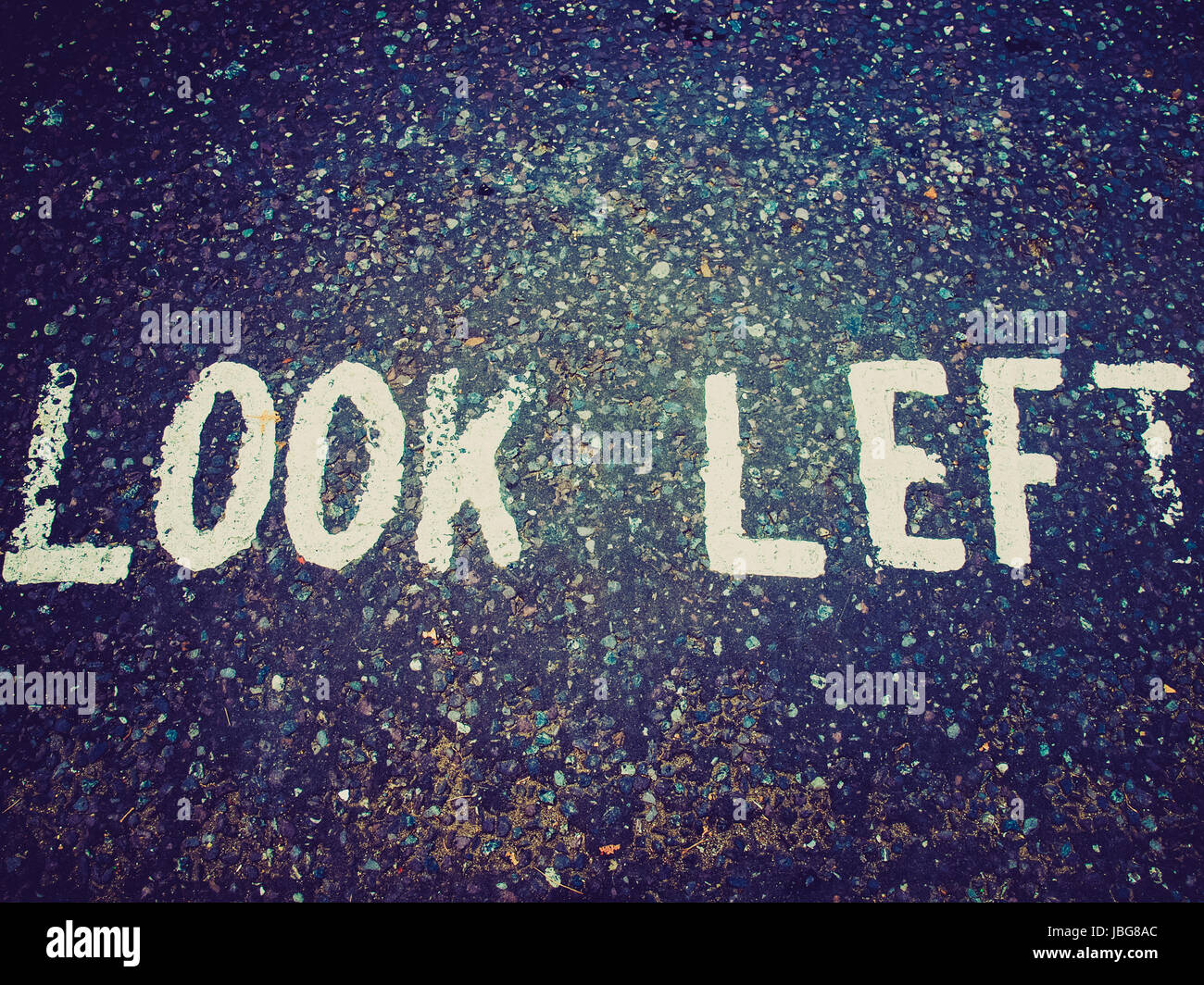 Vintage retro looking Look Left sign in a London street Stock Photo - Alamy