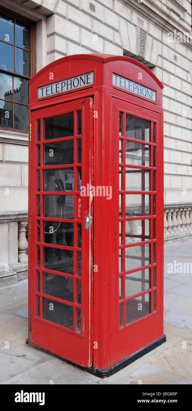 Traditional red telephone box in London UK Stock Photo - Alamy