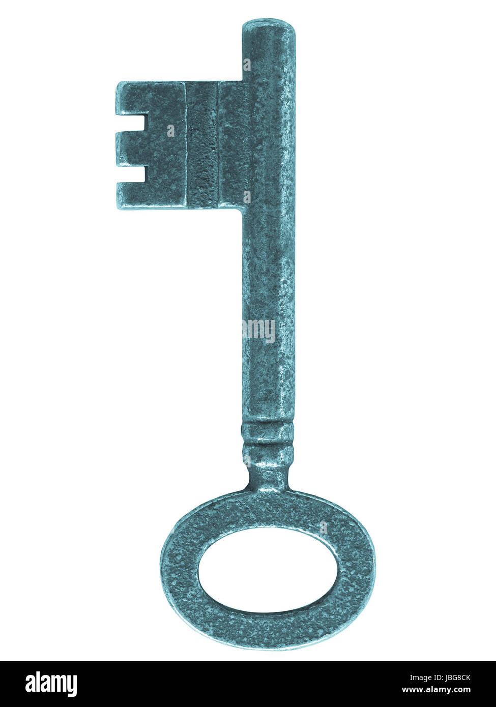 Old key isolated over a white background - cool cyanotype Stock Photo ...