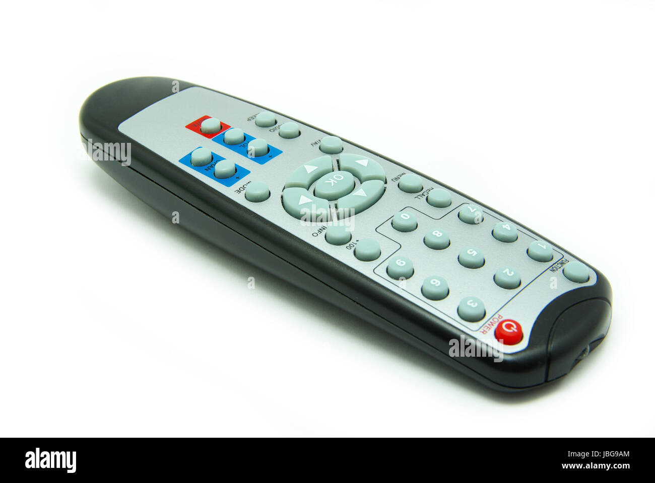 TV remote control isolated on white background Stock Photo - Alamy