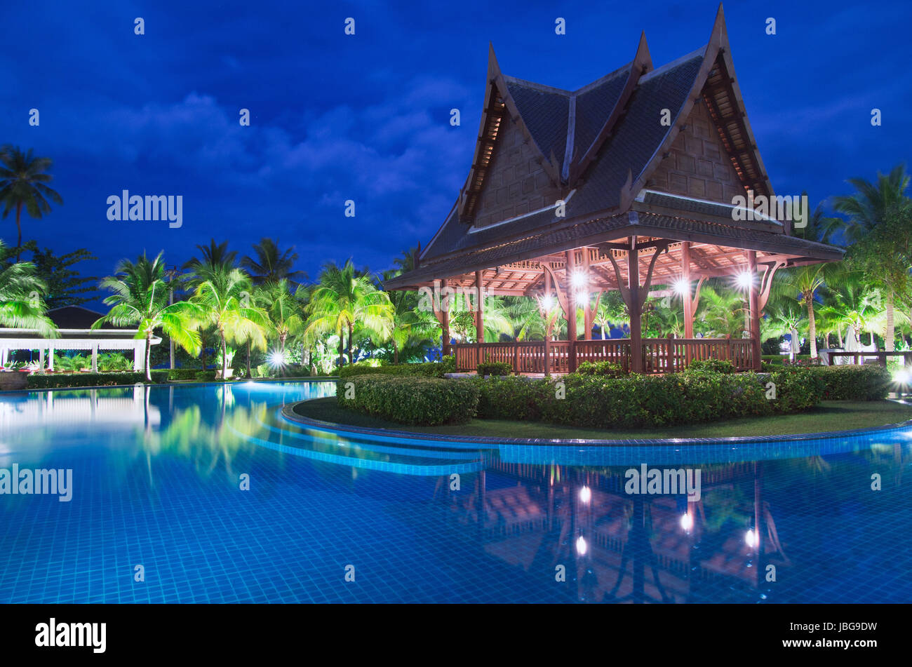 swimming pool in night illumination Stock Photo - Alamy