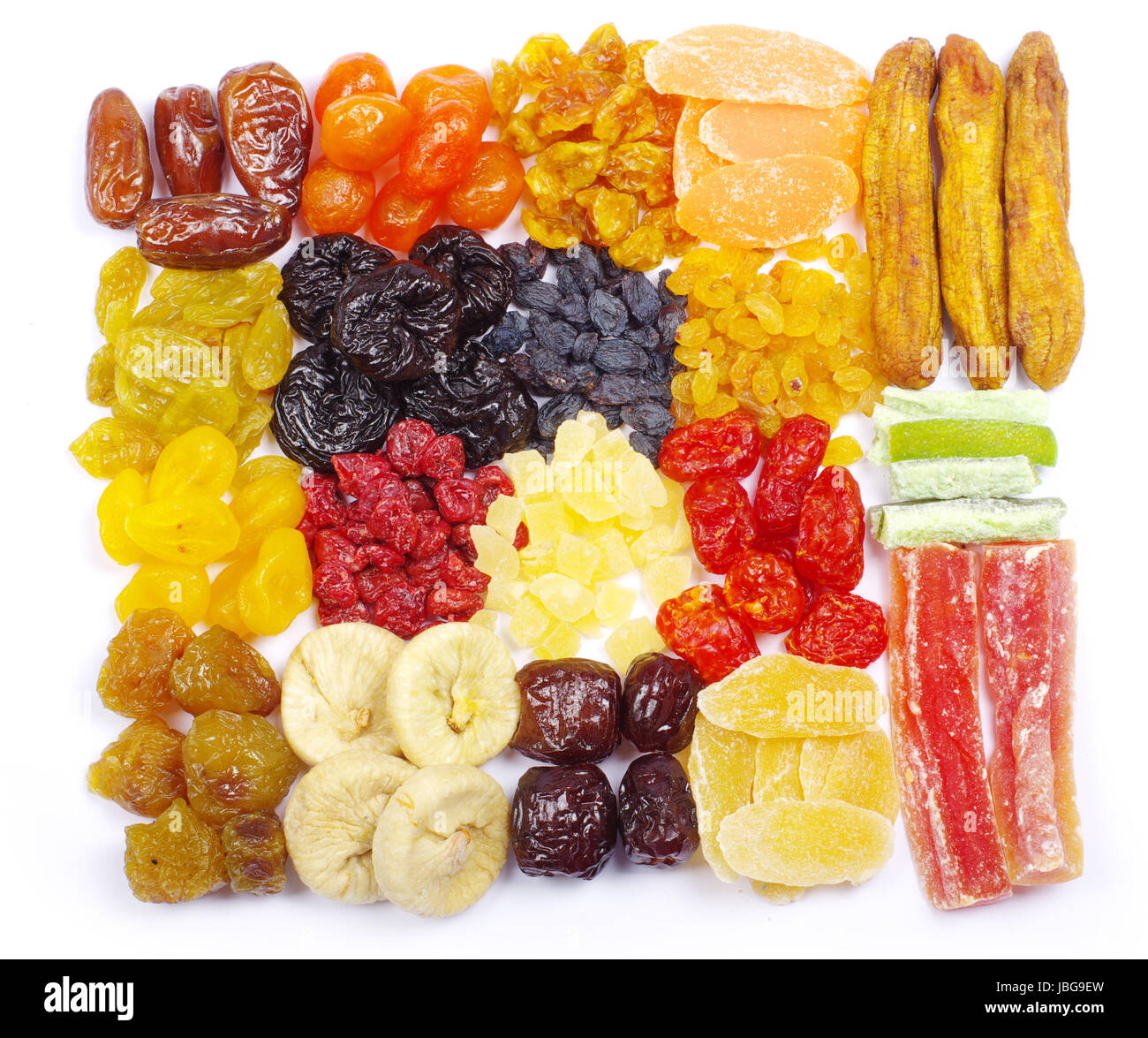 assorted dried fruits isolated on white Stock Photo - Alamy