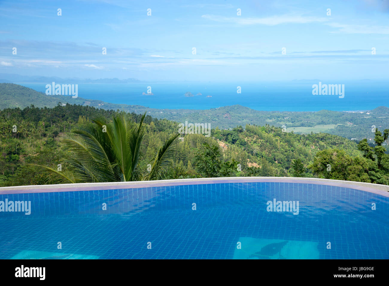 tropical swimming pool with coconut tree Stock Photo - Alamy