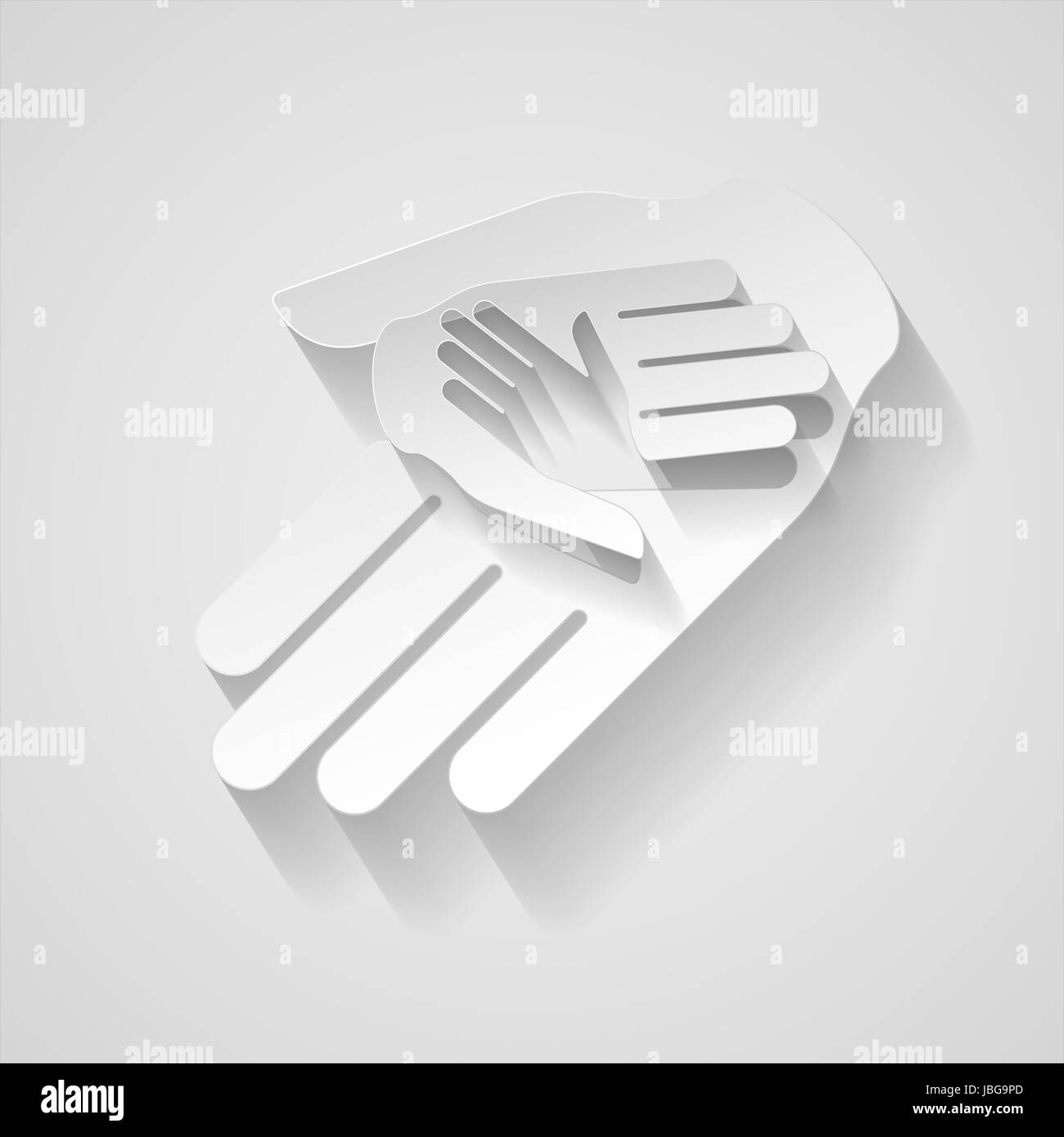 Three hands in paper style as idea of help and teamwork Stock Photo - Alamy