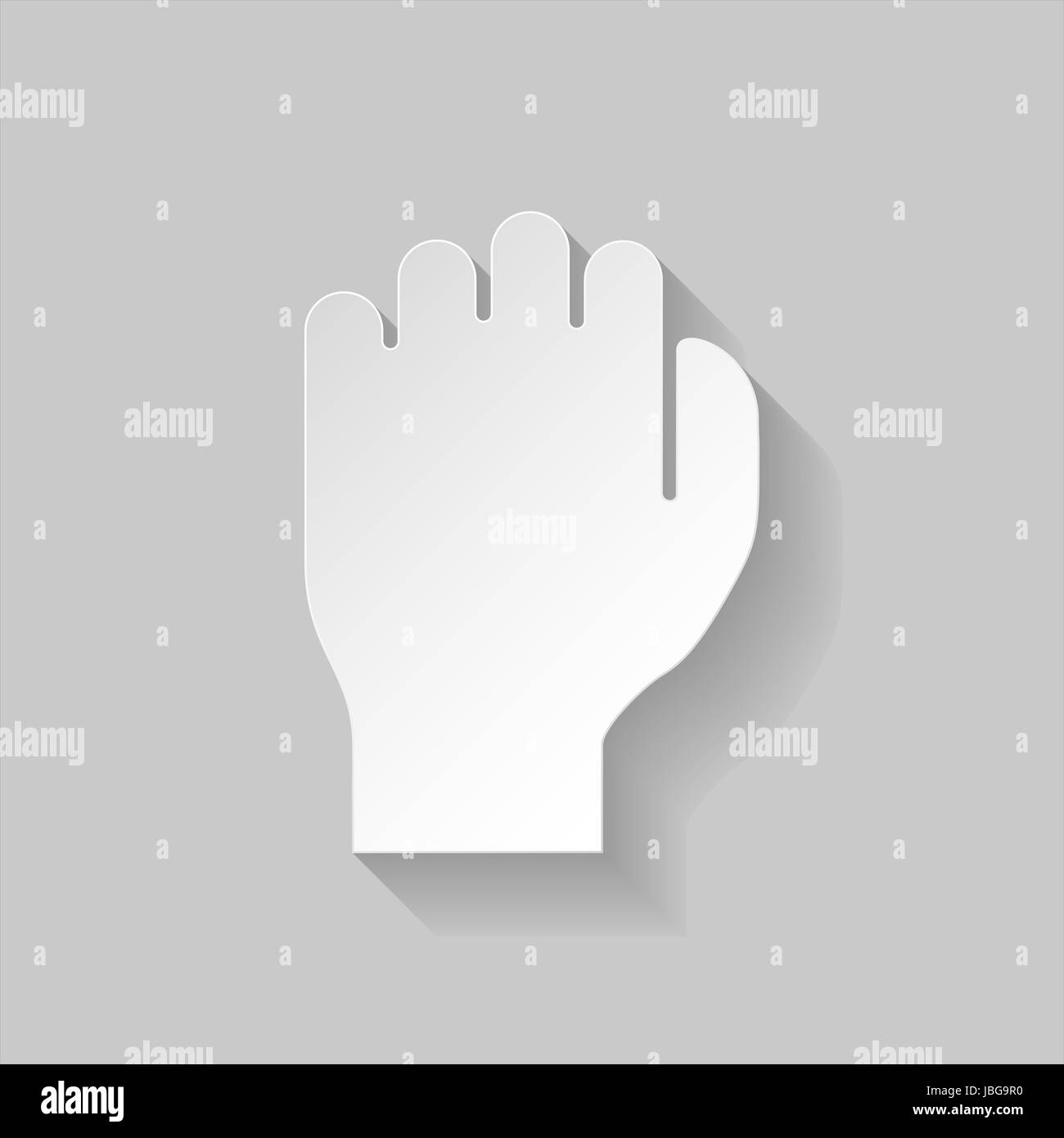Human fist in paper style on grey background Stock Photo - Alamy
