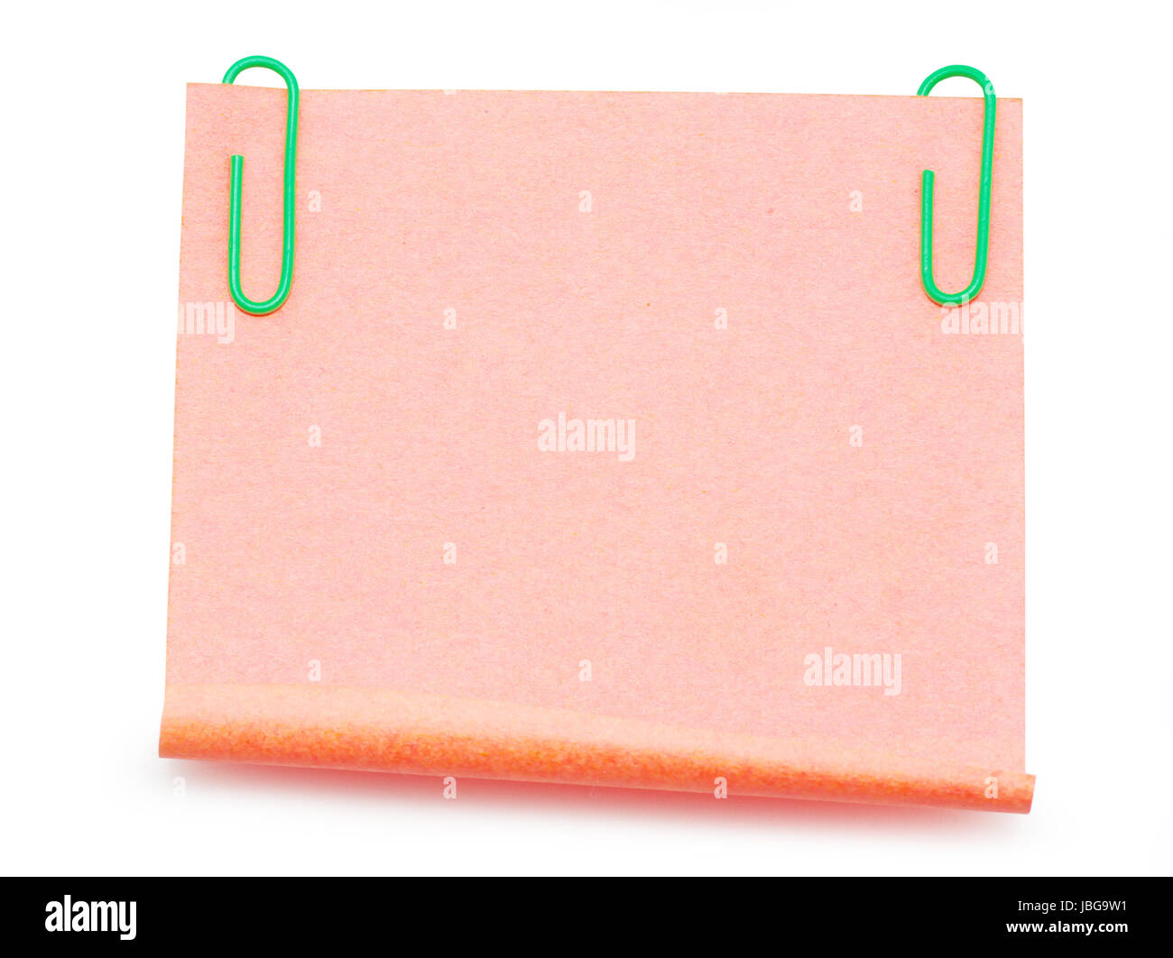 Blank note paper and red paper-clip isolated on white Stock Photo - Alamy