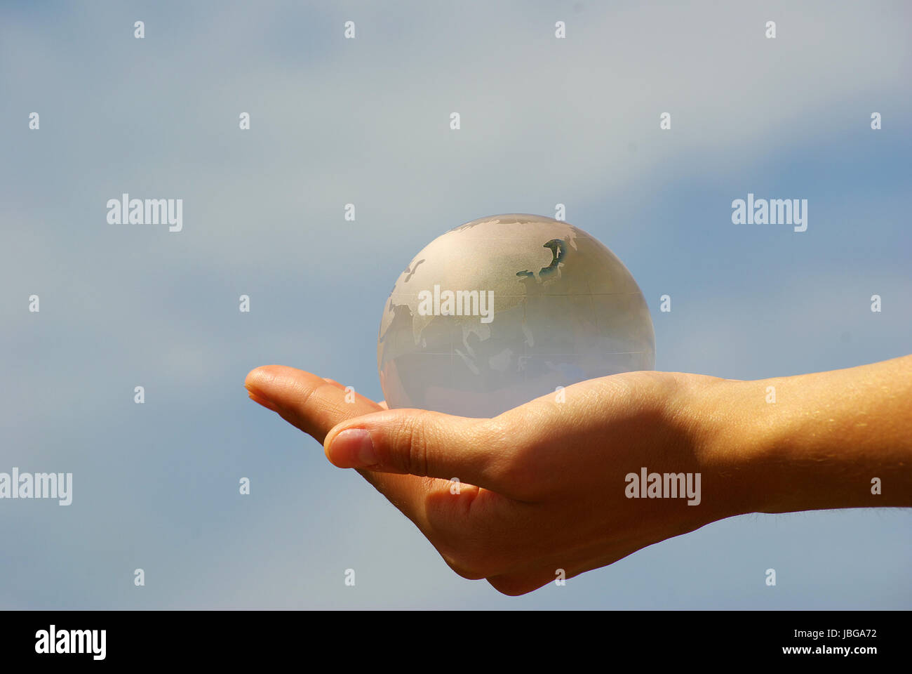 globe on the human hand Stock Photo - Alamy