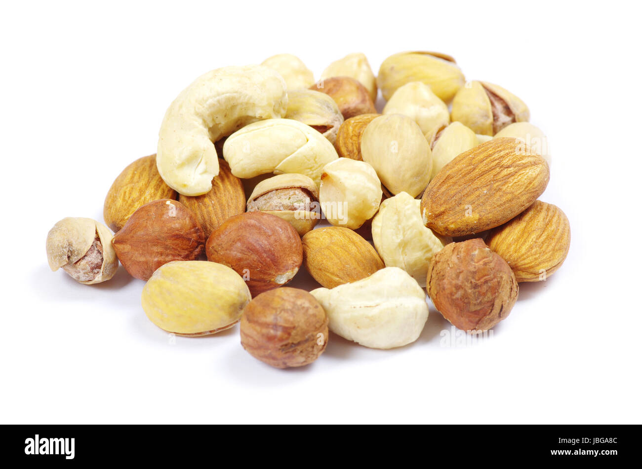 Assorted mixed nuts on white background Stock Photo - Alamy
