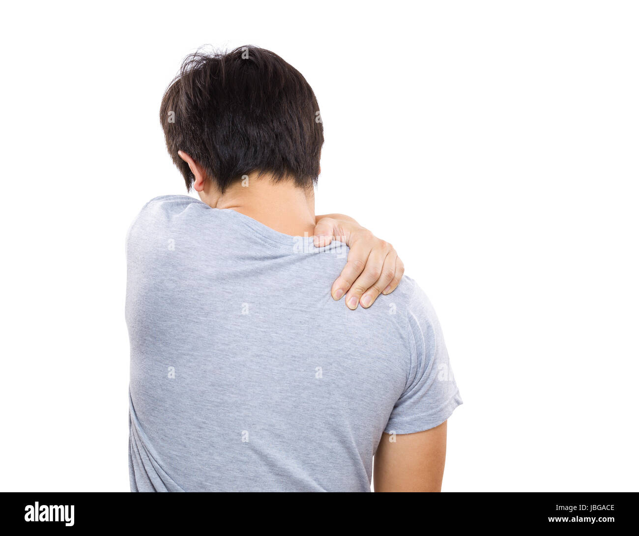 Man having neck pain Stock Photo - Alamy