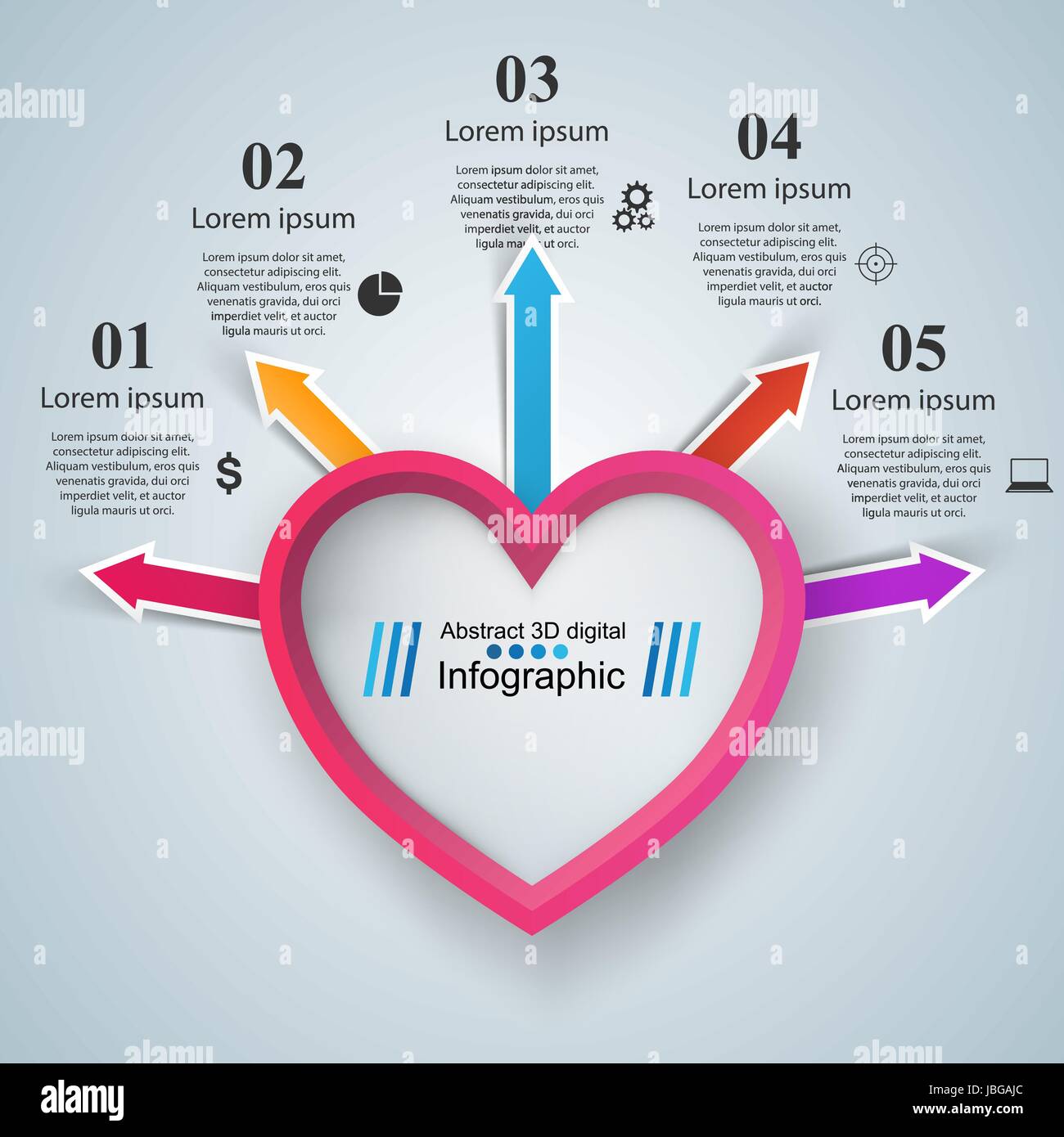 Abstract 3D digital illustration Infographic. Heart icon Stock Vector ...
