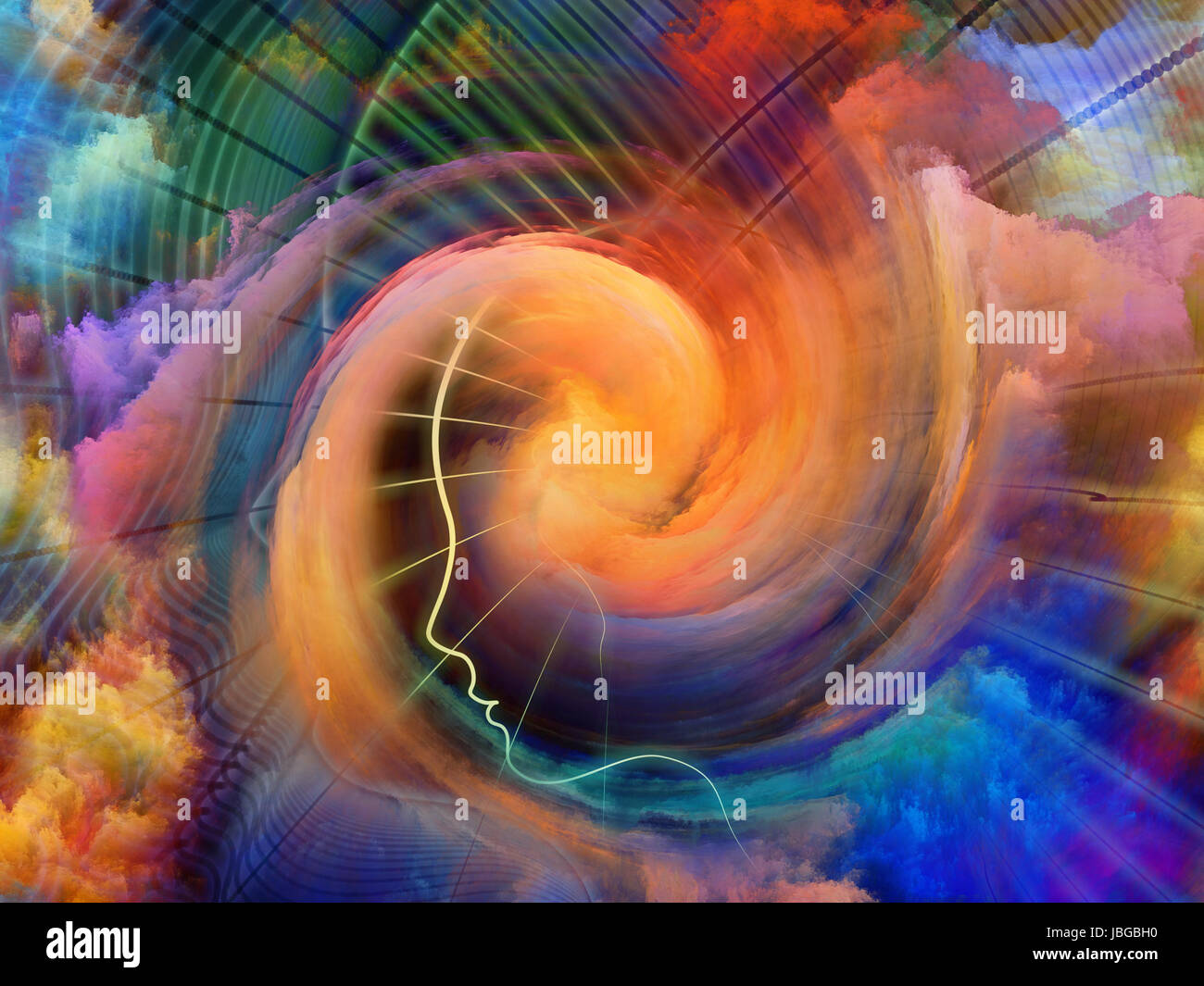 Internal Recurrence series. Abstract design made of human profile and ...