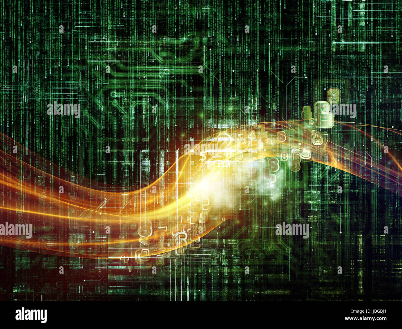 Light of Logic series. Background design of numbers, lights and design ...