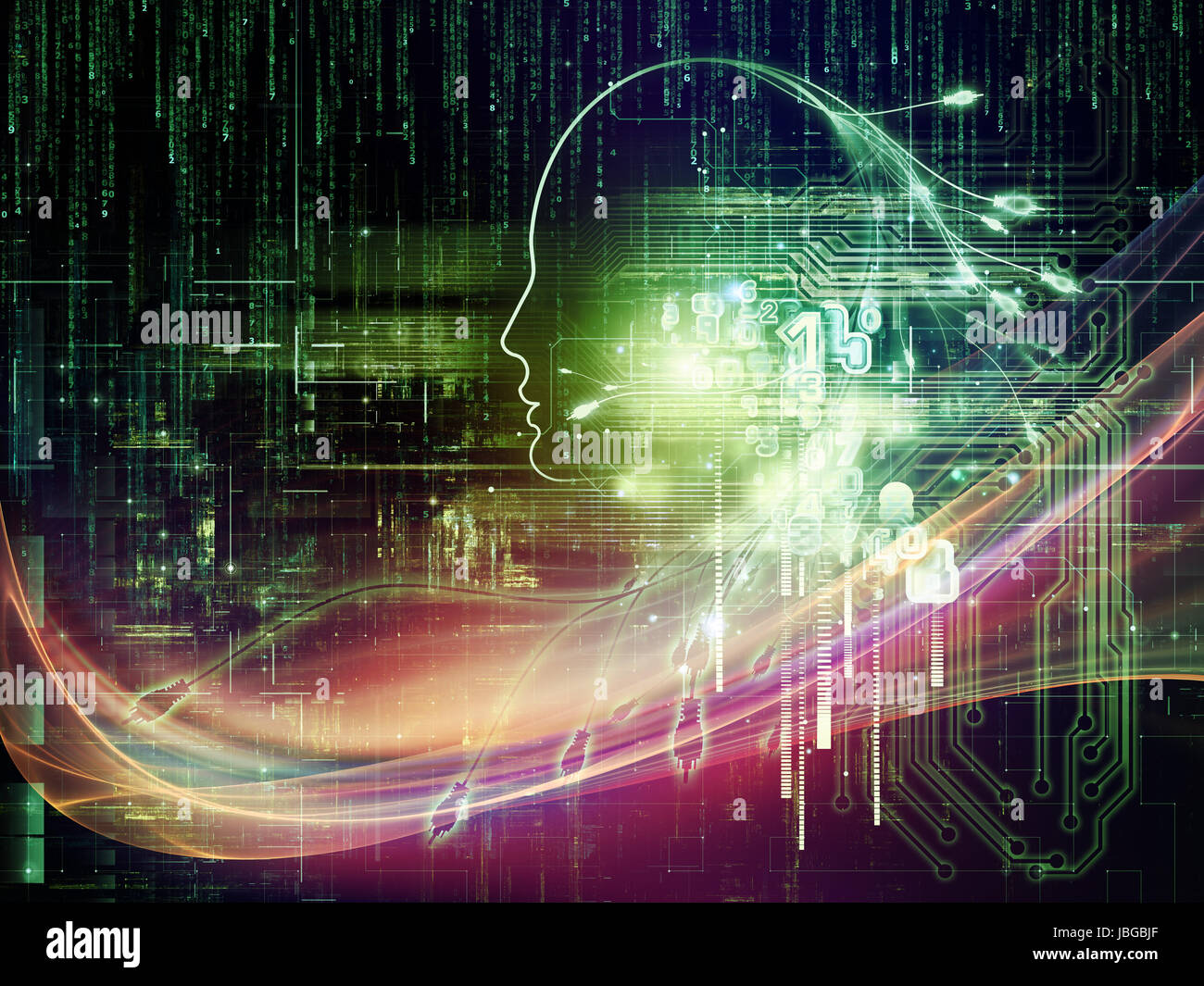 Artificial Intelligence series. Abstract design made of human profile ...