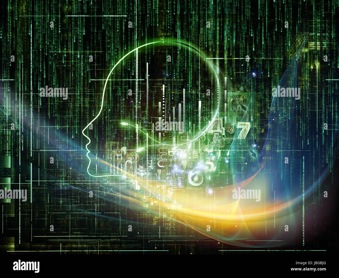 Artificial Intelligence series. Background design of human profile and ...