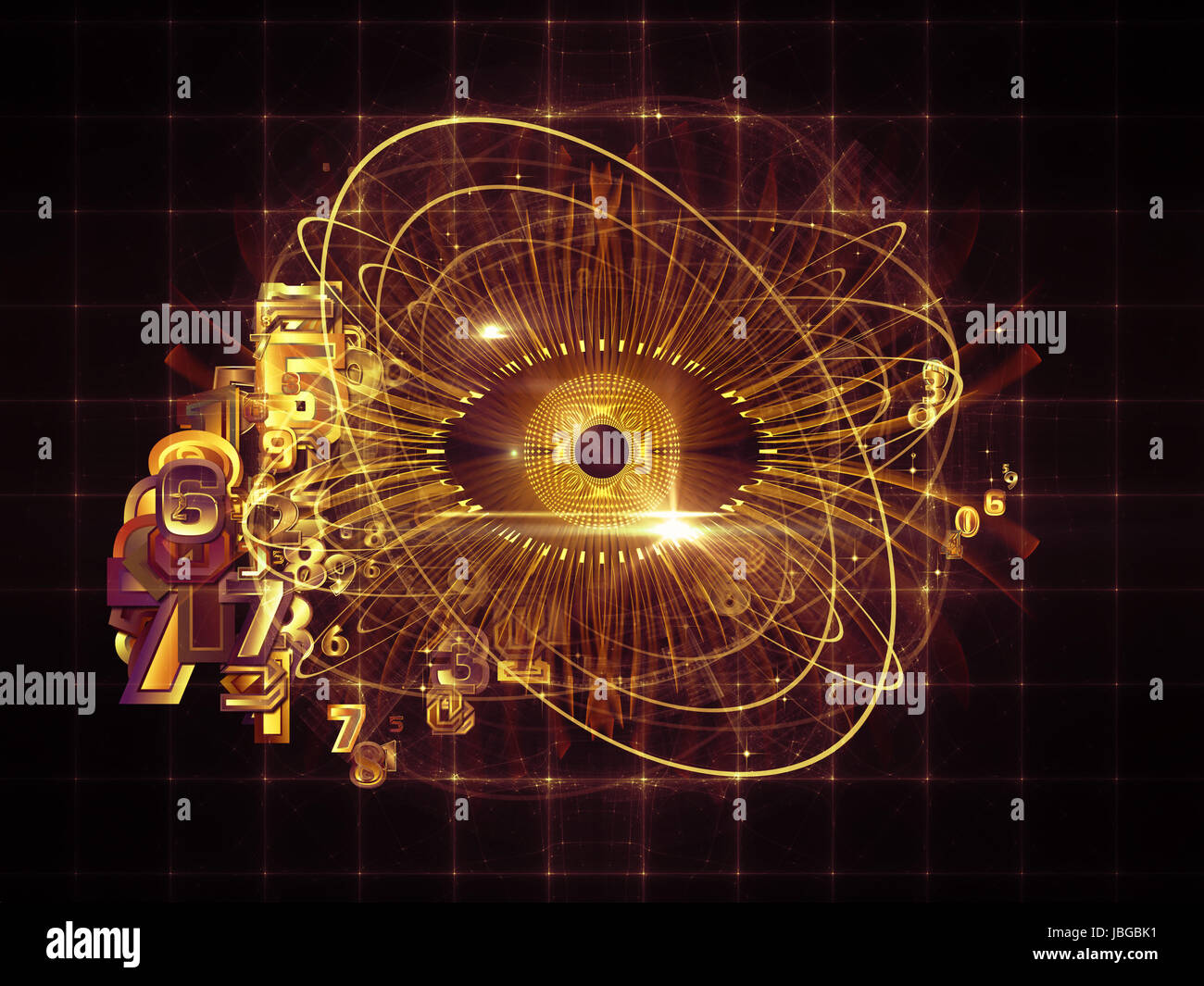 Eye Particle series. Design composed of eye shape, numbers and fractal ...