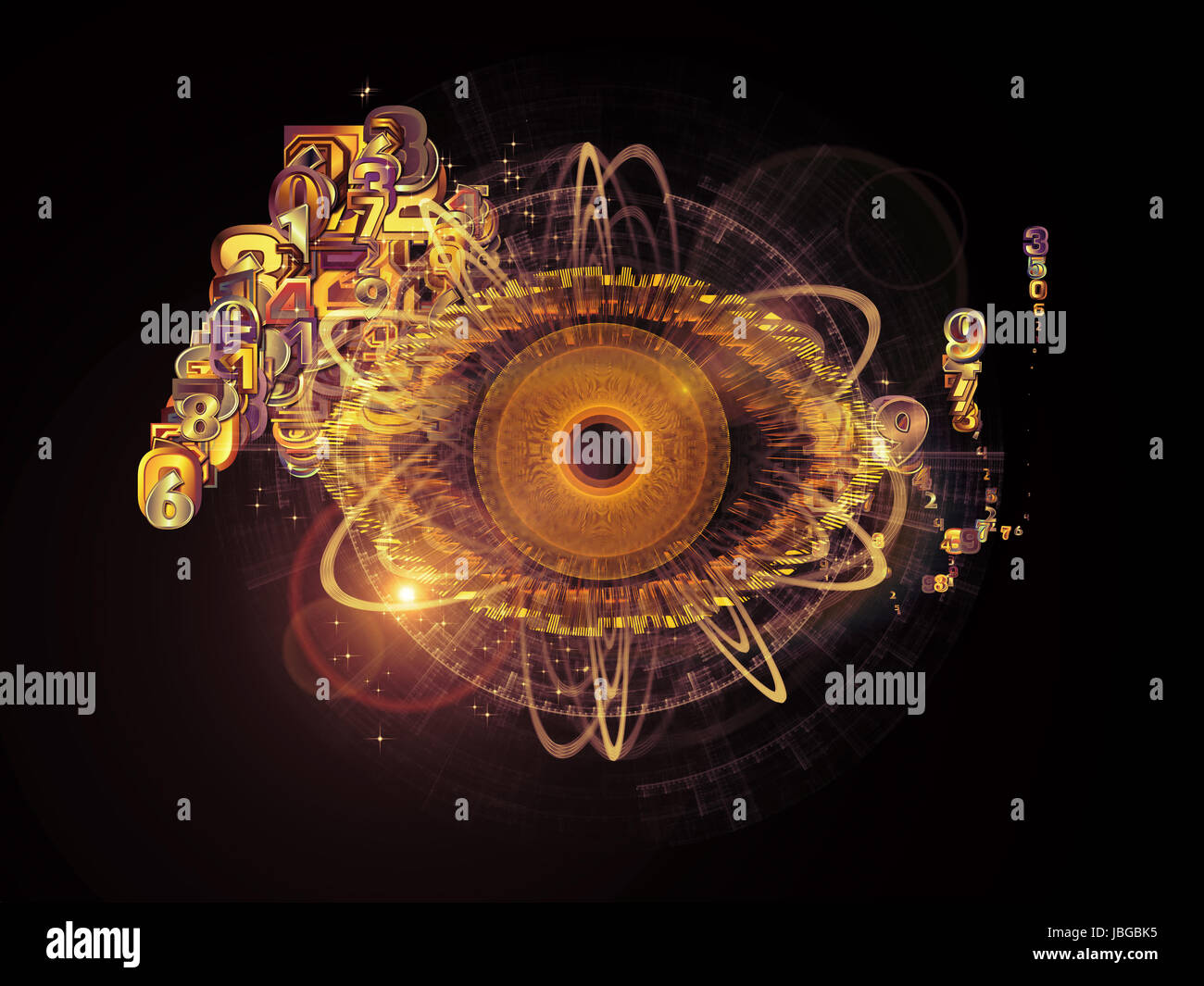 Eye Particle series. Design composed of eye shape, numbers and fractal ...
