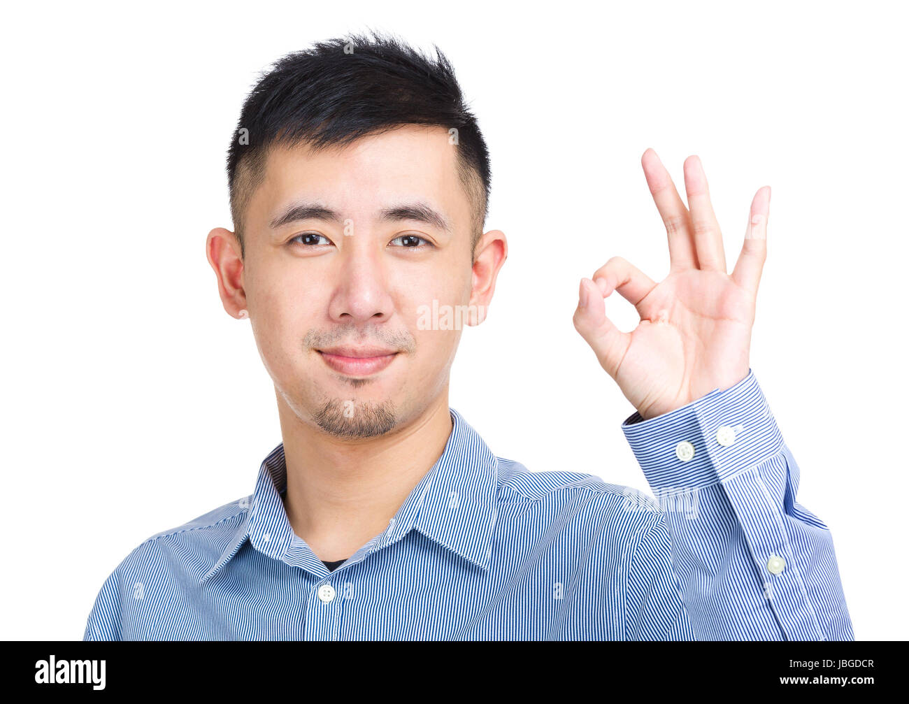 Asia man with ok sign gesture Stock Photo - Alamy