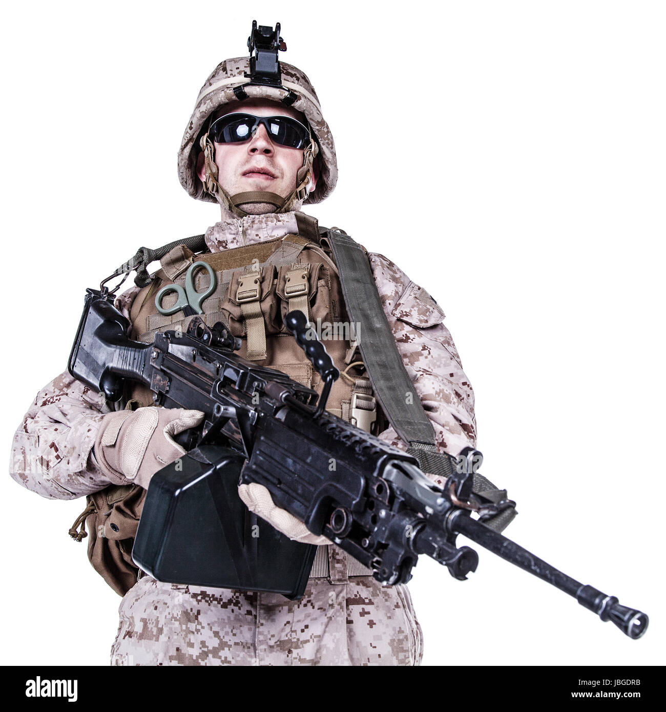 US marine with his assault rifle on white background Stock Photo - Alamy