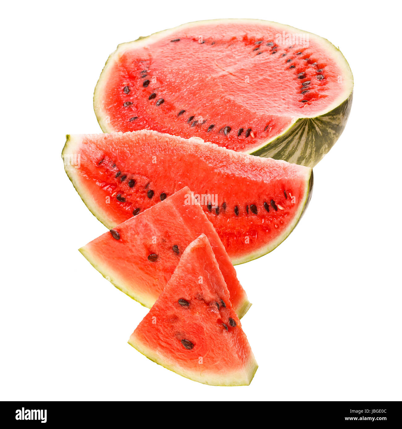 Sliced ripe watermelon isolated on white background Stock Photo - Alamy