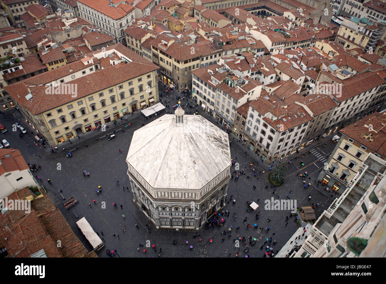Florence, Italy: the Baptistry in the Duomo square and Florence town ...
