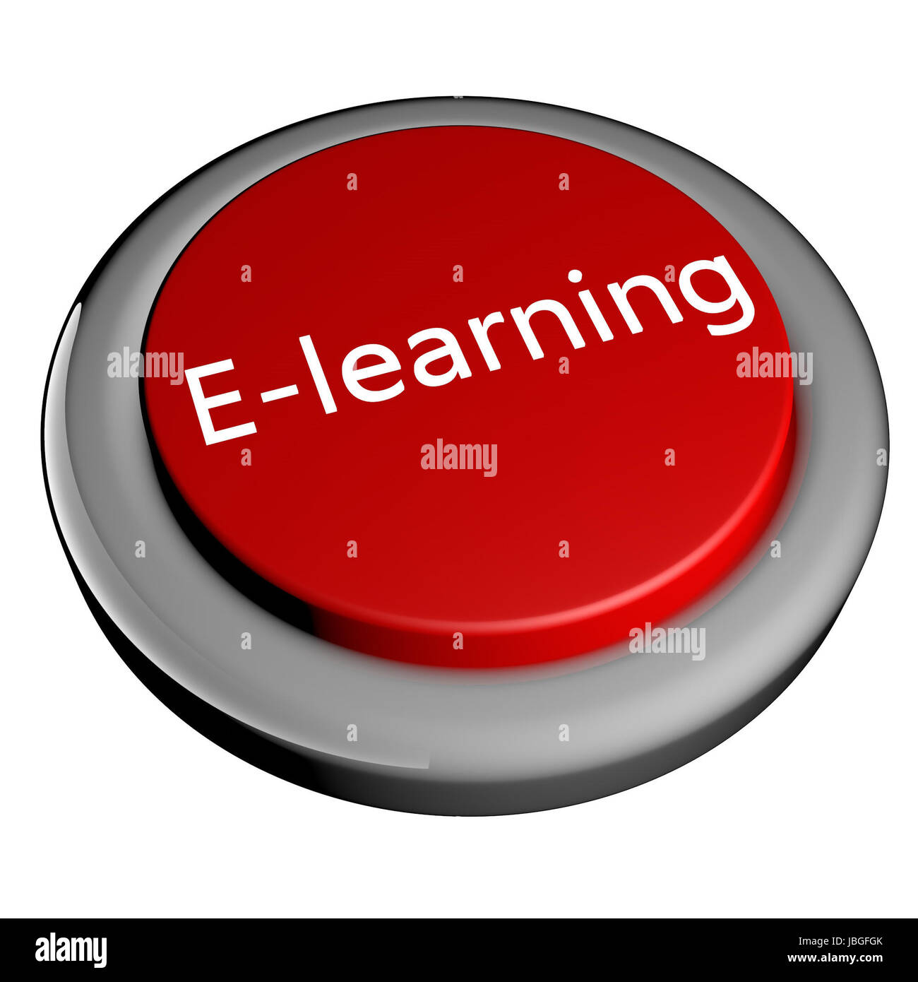 Red button with text "E-learning", 3d render Stock Photo - Alamy